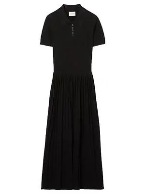 Claudie Pierlot Stretch-knit Pleated Midi Dress - Black