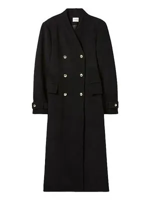 Claudie Pierlot Belted Double-breasted Wool-blend Coat - Black