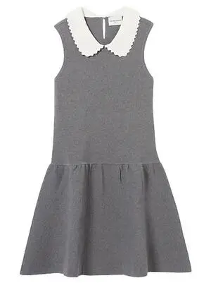 Claudie Pierlot Sleeveless Stretch-cotton Skater Dress With Contrast Collar - Mottled Grey