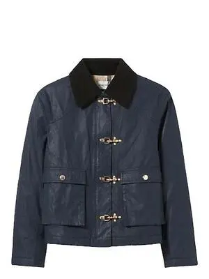 Claudie Pierlot Contrast-collar Waxed Parka - Navy