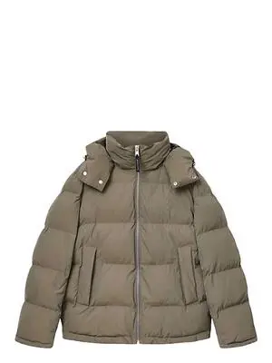 ALLSAINTS Marlo Hooded Woven Puffer Gull Brown