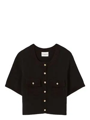 Claudie Pierlot Velvet Knit Cardigan - Black