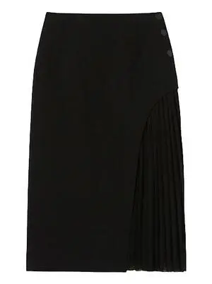Claudie Pierlot Pleated-panel High-waist Midi Skirt - Black