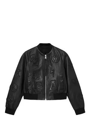ALLSAINTS Orten Logo-patch Leather Bomber Jacket - Black
