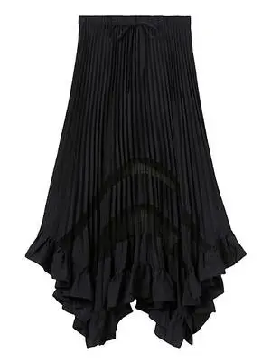 Claudie Pierlot Pleated Elasticated-waist Midi Skirt - Bleus