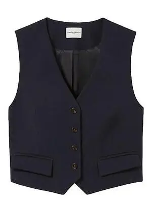 Claudie Pierlot Tailored Wool-blend Waistcoat - Navy