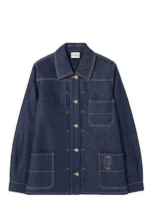 Claudie Pierlot Logo-embroidered Denim Jacket - Blue Denim