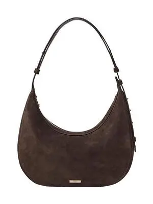 ASPINAL OF LONDON Hudson Crescent Suede Shoulder Bag - Chocolate