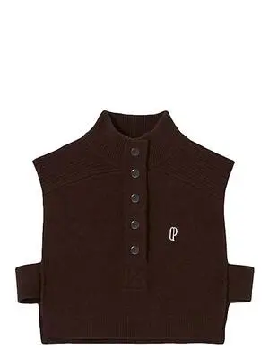 Claudie Pierlot Brand-embroidered Sleeveless Wool Top - Brown