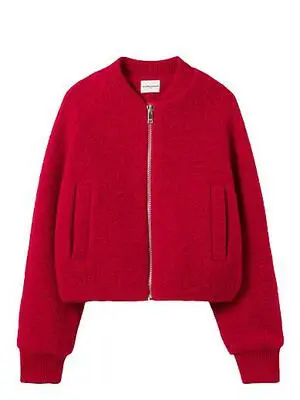 Claudie Pierlot Ribbed-knit Teddy Bomber Jacket - Red