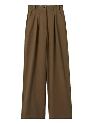 Claudie Pierlot Straight-leg High-rise Stretch-cotton Trousers - Khaki