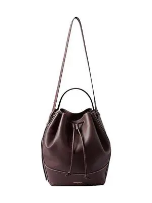 Claudie Pierlot Large Leather Bucket Bag - Burgundy