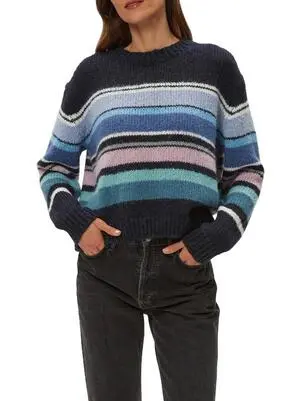 Michael Stars Aura Stripe Crewneck Sweater - Nocturnal Combo