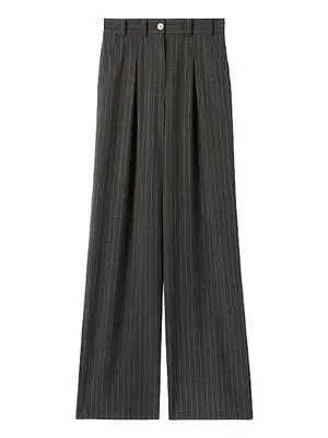 Claudie Pierlot Pinstriped Straight-leg High-rise Trousers - Anthracite