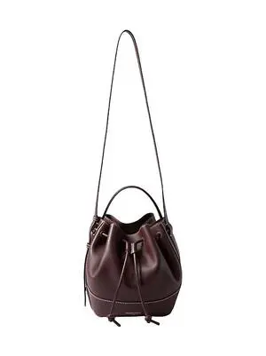 Claudie Pierlot Logo-embossed Leather Bucket Bag - Burgundy