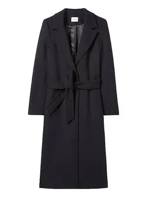 Claudie Pierlot Single-breasted Belted Wool-blend Coat - Navy
