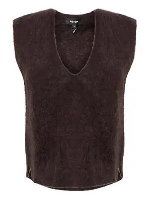 ME+EM Brushed V-neck Cashmere Vest - Ganache Brown