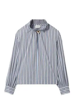 Claudie Pierlot Striped Victorian-collar Cotton Blouse - Multicolored