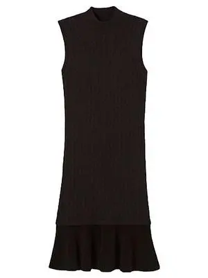 Claudie Pierlot Cable-knit Wool-blend Mini Dress - Black