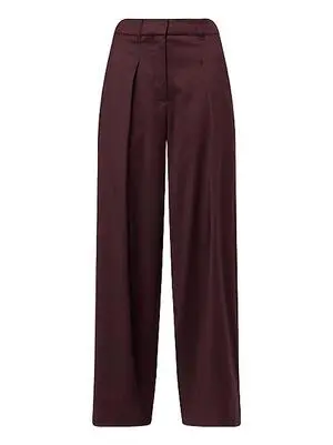 ME+EM Luxe Wide-leg Stretch-wool Blend Trousers - Bordeaux