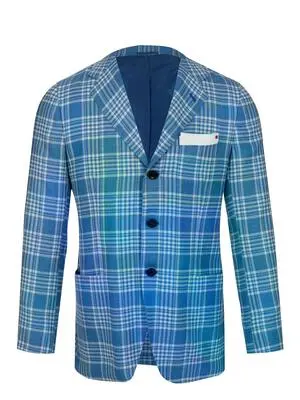 Kiton Check-pattern Pockets Blazer - Blue