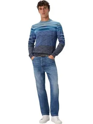 Missoni Crew Neck Slub Knit Sweater - Blue