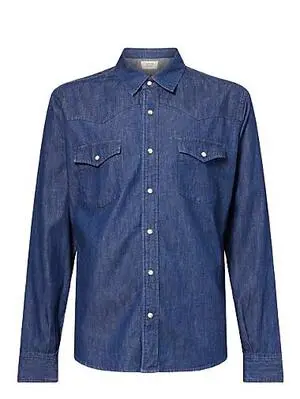 AUSTIN POST Chambray Western Denim Shirt - Dark Indigo
