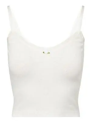 THE NAP CO Pointelle Cami Cotton-knit Top - Milk White