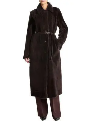 Vince Shearling Long Coat - Natural