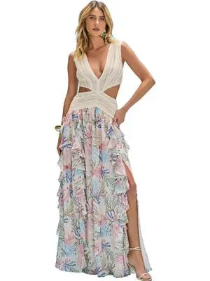 PatBO Seaweed Trim Maxi Dress - White