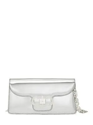 FERRAGAMO Mini Bag With Double Gancini Chain - Silver