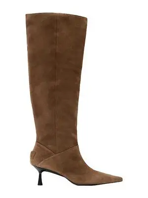 ALLSAINTS Odyssey Leather Heeled Knee-high Boots - Pine Bark Brow