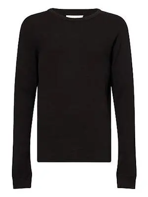 AUSTIN POST Thermal Crewneck Cotton Top - Black