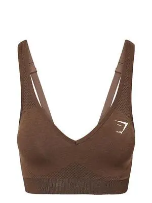 GYMSHARK Vital V-neck Sports Bra - Espresso Marl