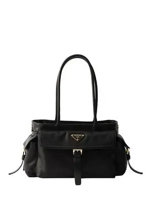 Prada Medium Leather Tote Bag - Black