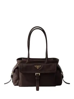 Prada Medium Leather Tote Bag Brown