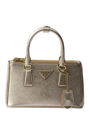 Prada Galleria Medium Saffiano-leather Tote Bag - Gold/silver