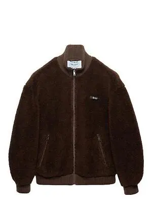 Prada Funnel-neck Fleece Jacket - Brown