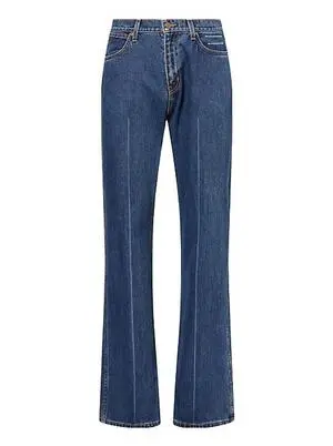 AUSTIN POST Pressed-crease Wide-leg Denim Jeans - Medium Wash