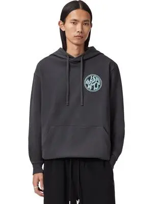 ALLSAINTS Distortion Graphic Hoodie - Black/blue