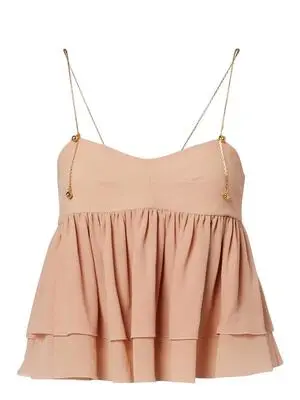 Chloé Gathered Silk Top - Pink