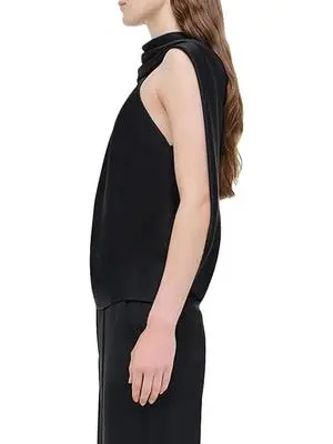 Simkhai Scarlett Satin Cape Top - Black