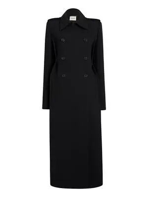 Khaite Alton Long Trench Coat - Black
