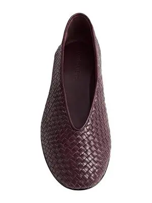 Bottega Veneta Woven Nappa Leather Ballerina Flats - Deep Red