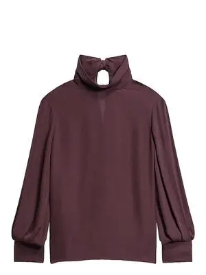 Theory Silk Blouson Sleeve Top - Deep Plum