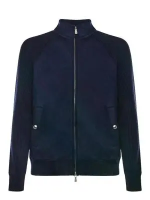 Eleventy Ribbed-panel Zip Jacket - Blue