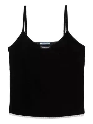 Prada Logo-label Velvet Top - Black