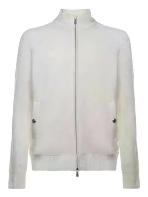 Eleventy Ribbed-panels Jacket - White