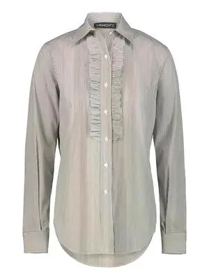 DRHOPE Striped Ruffled Shirt - Neutrals