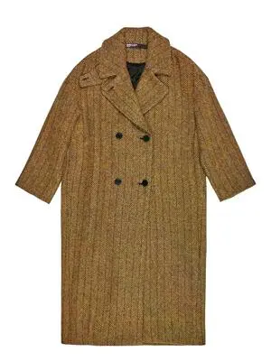 Bimba Y Lola Herringbone Pattern Double-breasted Coat - Yellow